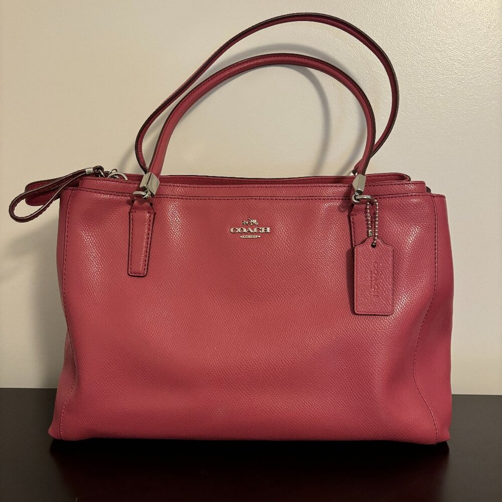 Coach Rose Pink Crossgrain Leather Christie Satchel - Gem